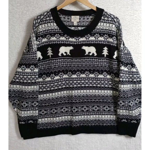 St. John's Bay | Sweaters | St Johns Bay Womens 2x Blackwhite Fair Isle ...